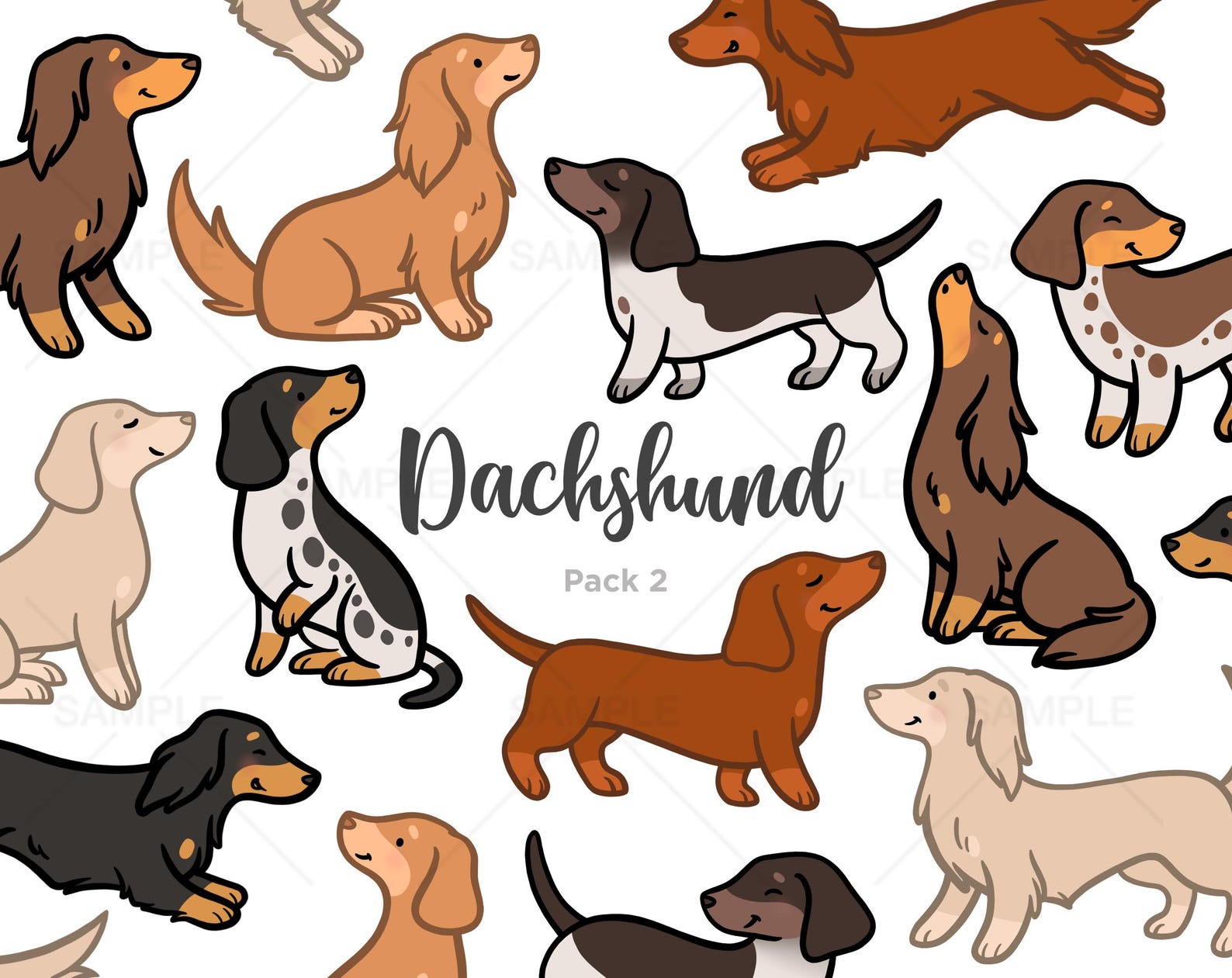 Dachshund Clipart (vol 2), Sausage Dog Clip Art, Doxie, Cute Dog ...