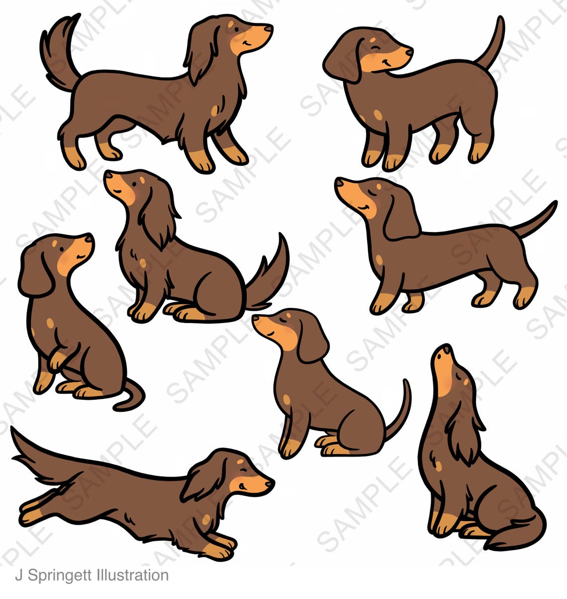 Dachshund Clipart (vol 2), Sausage Dog Clip Art, Doxie, Cute Dog ...
