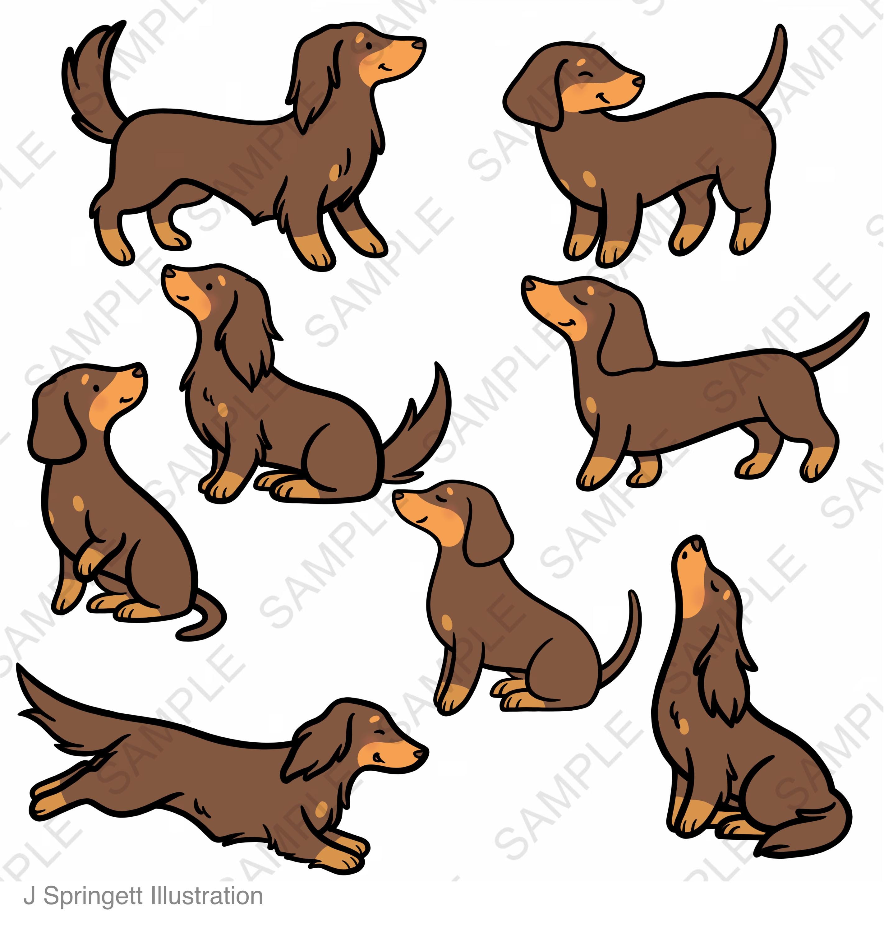 Dachshund Clipart (vol 2), Sausage Dog Clip Art, Doxie, Cute Dog ...