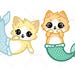 Kawaii Mercat Clipart, Cat Mermaid Clipart, Mermaid Kitty, Pastel, Cute ...
