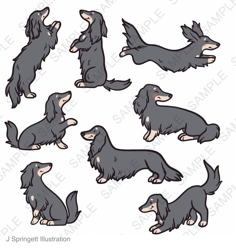 Dachshunds Clipart, Long Haired Doxie, Sausage Dog Clip Art, Cute Dog ...