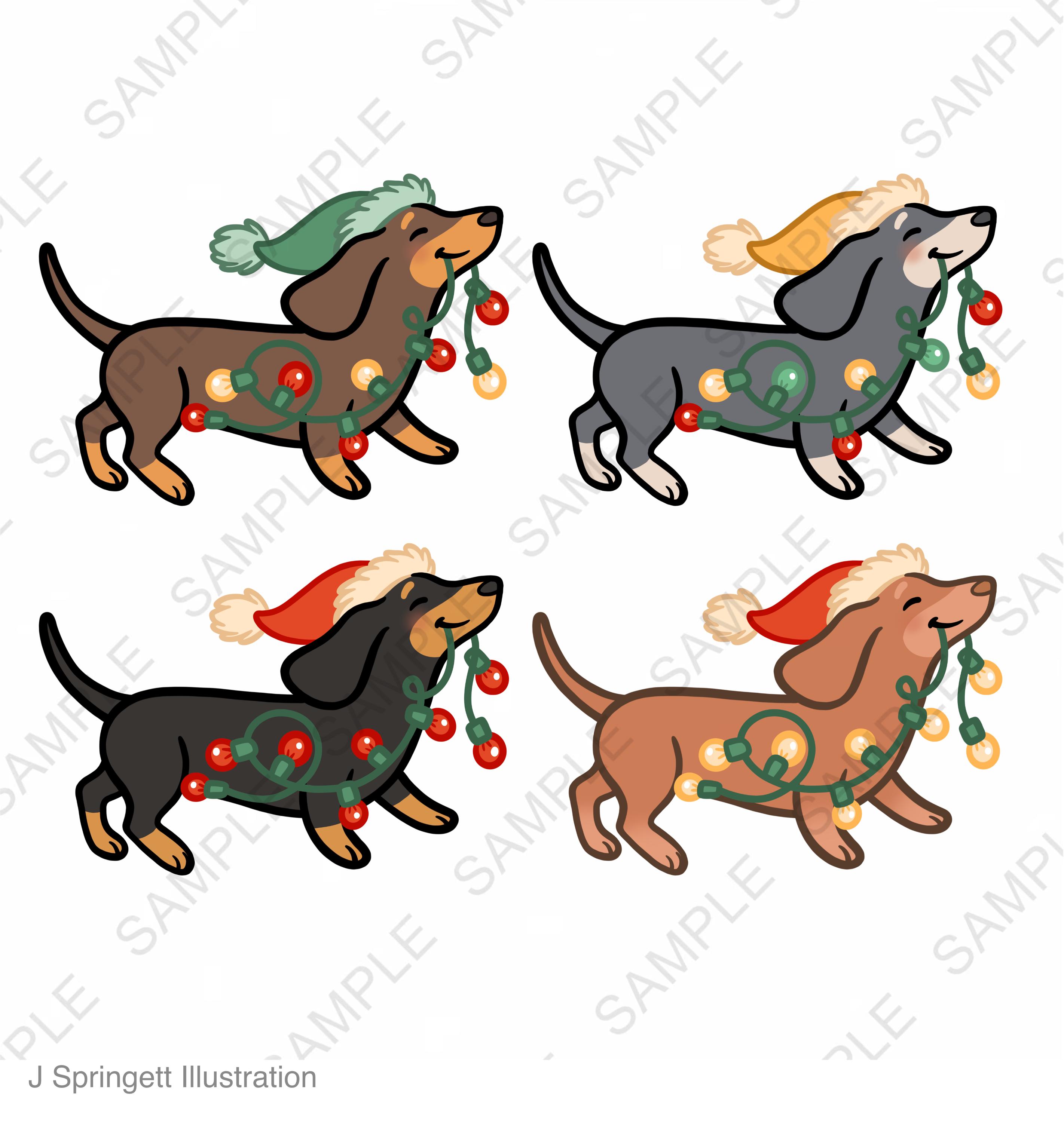 Winter Dachshund Clipart, Christmas Dachshund, Doxie, Cute Dog ...