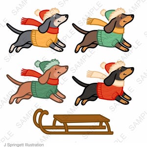 Winter Dachshund Clipart, Christmas Dachshund, Doxie, Cute Dog ...