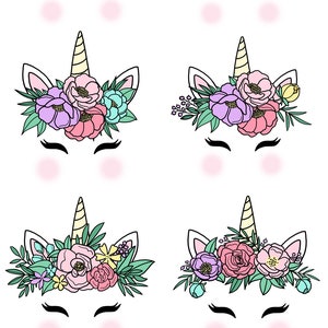 Unicorn Clipart Floral Unicorn Graphics Pony Horse Pastel - Etsy