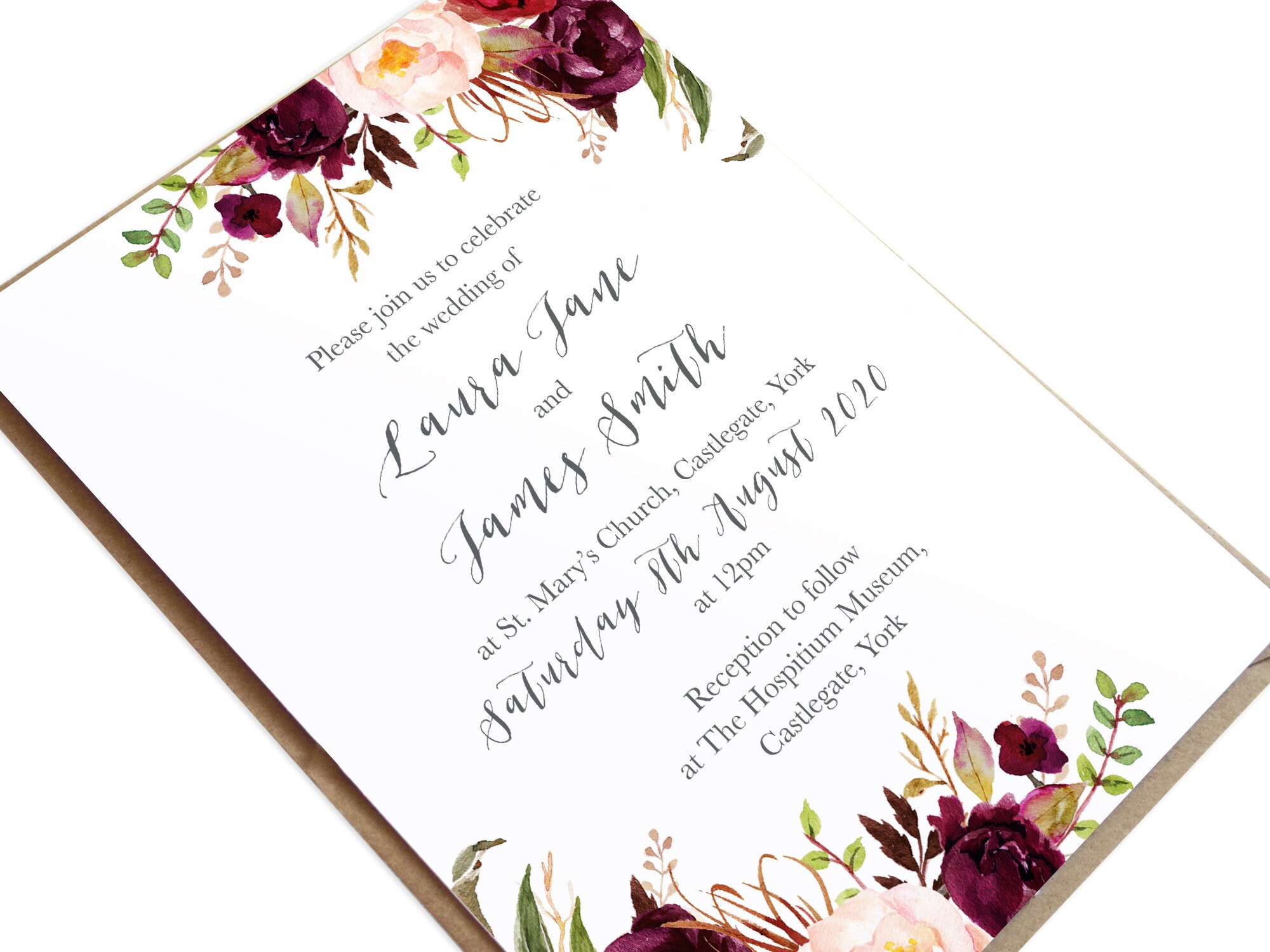 Boho Red Rose Wedding Invitation Red Rose Wedding Rose | Etsy