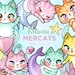 Kawaii Mercat Clipart, Cat Mermaid Clipart, Mermaid Kitty, Pastel, Cute ...
