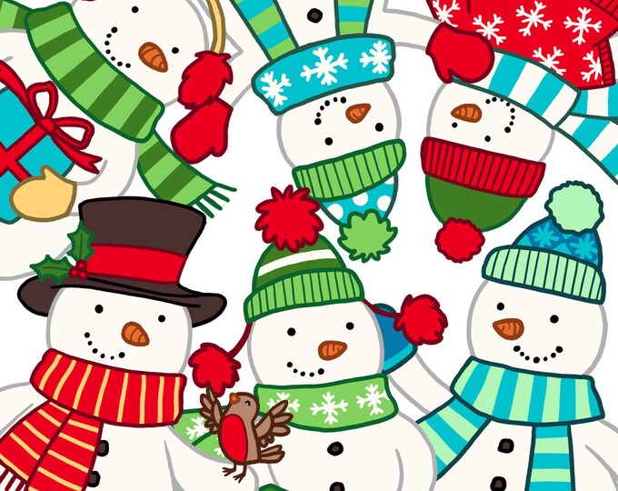Christmas Snowman Digital Clipart - Etsy Singapore