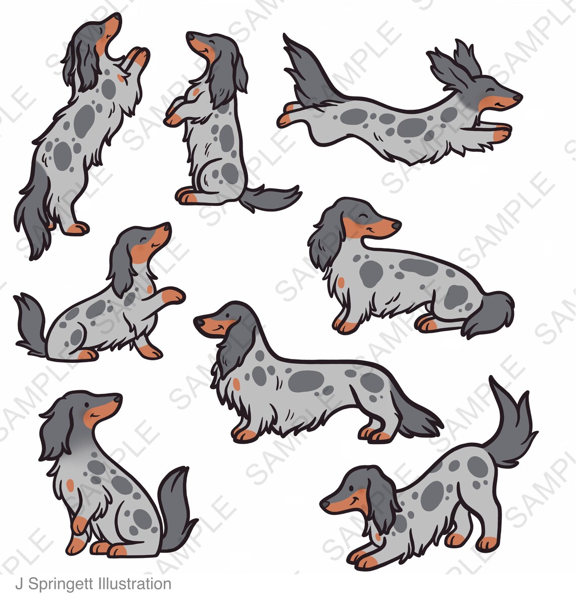 Dachshunds Clipart, Long Haired Doxie, Sausage Dog Clip Art, Cute Dog ...