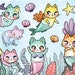 Kawaii Mercat Clipart Cat Mermaid Clipart Mermaid Kitty - Etsy