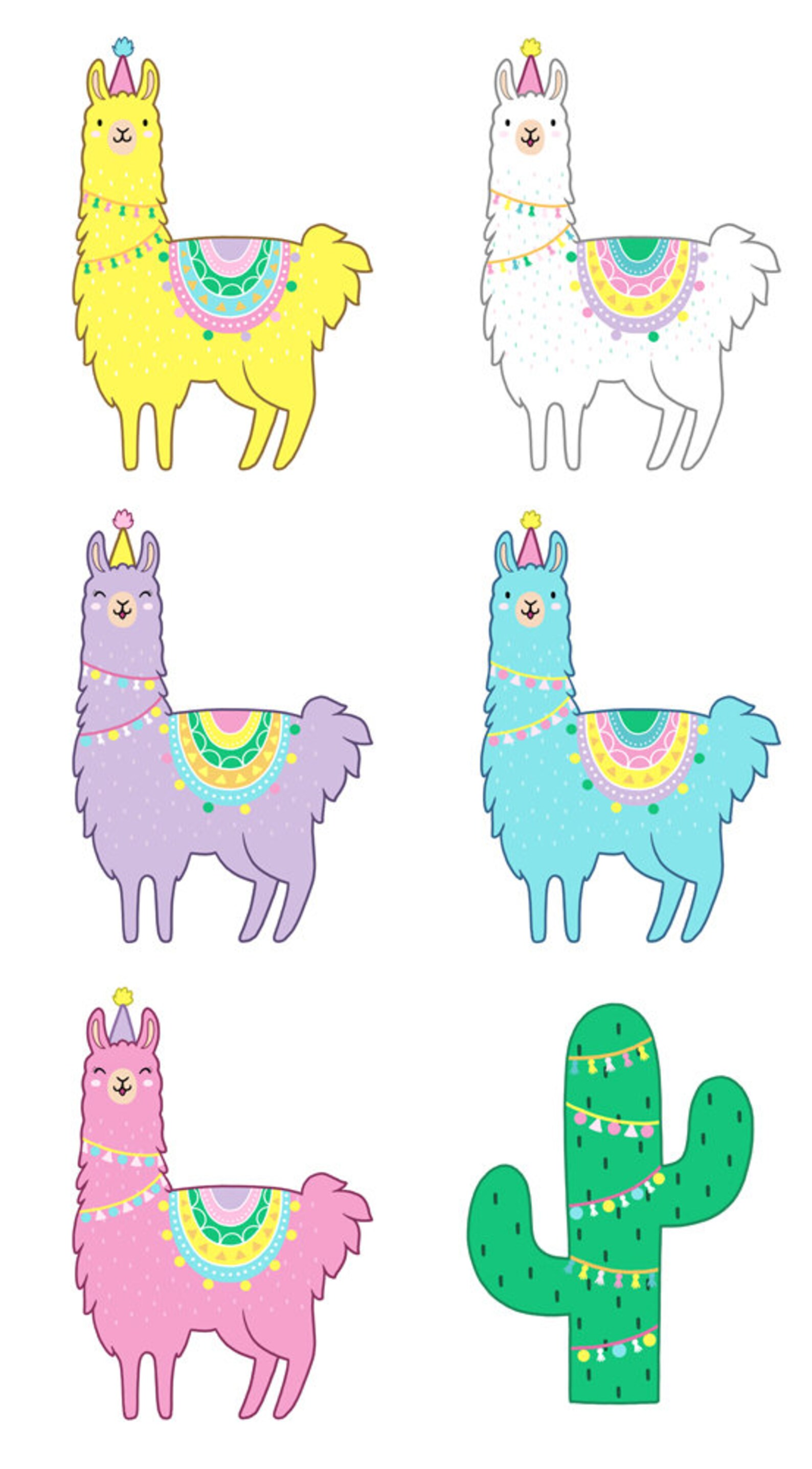 Llama Clipart Colourful Llama Clipart Llama Party Cute - Etsy