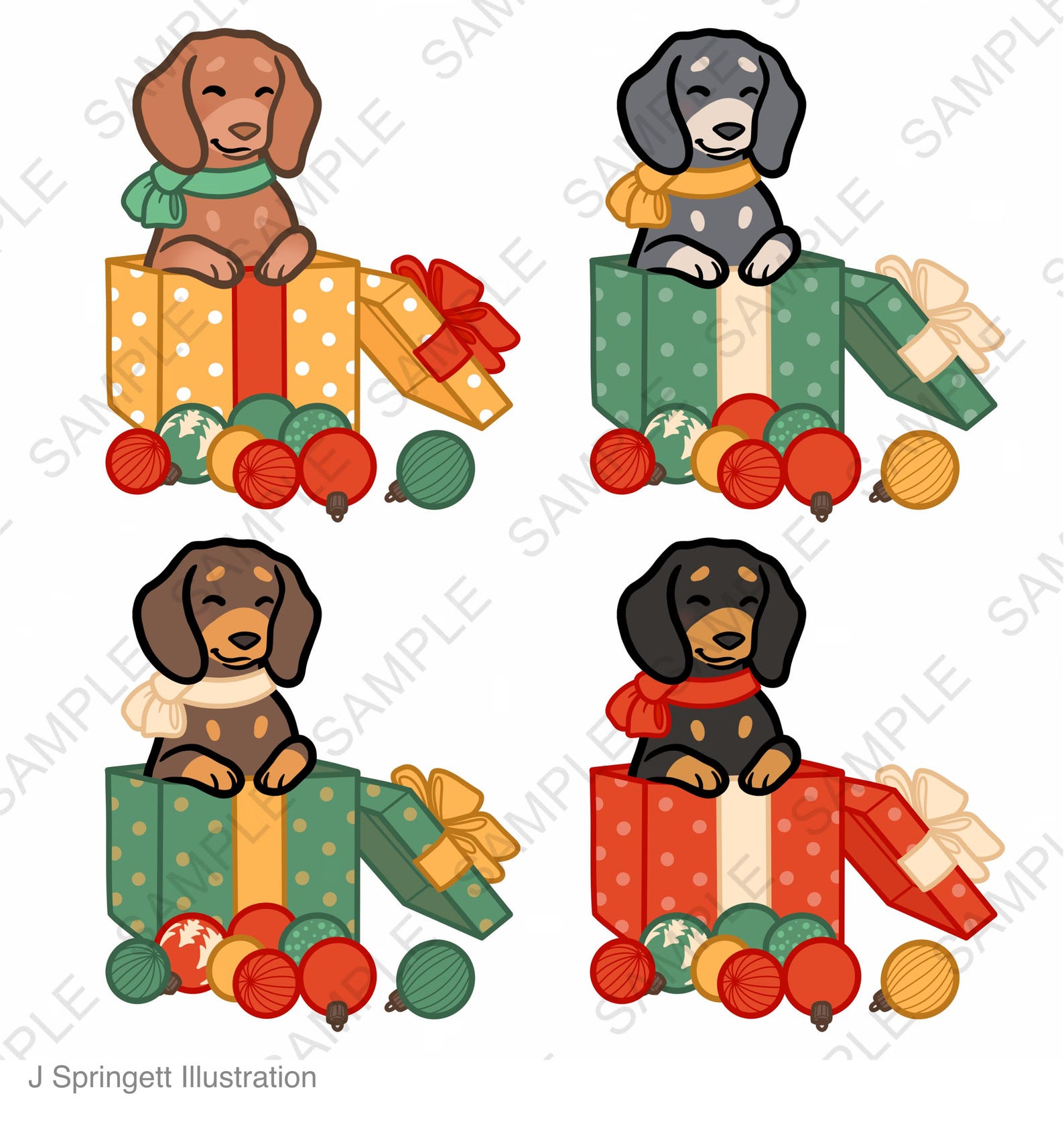 Winter Dachshund Clipart, Christmas Dachshund, Doxie, Cute Dog ...