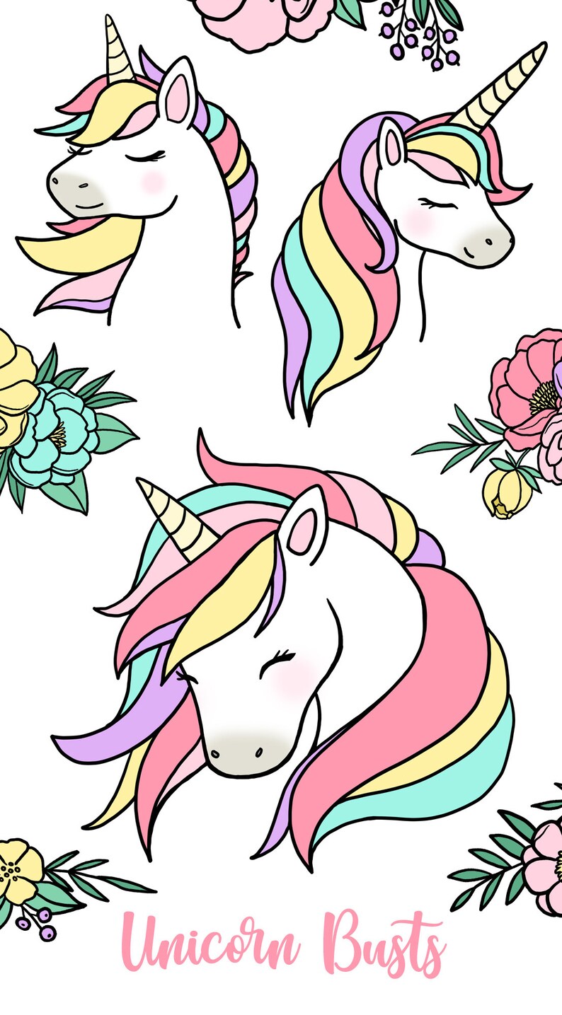 Unicorn Clipart Floral Unicorn Graphics Pony Horse Pastel - Etsy