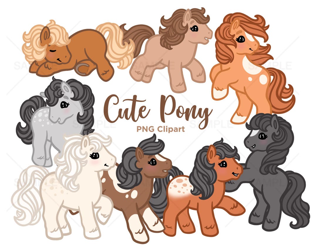 Cute Pony Clipart, Horse Clipart, Kawaii Pony, Cute Horse, Floral Horse ...