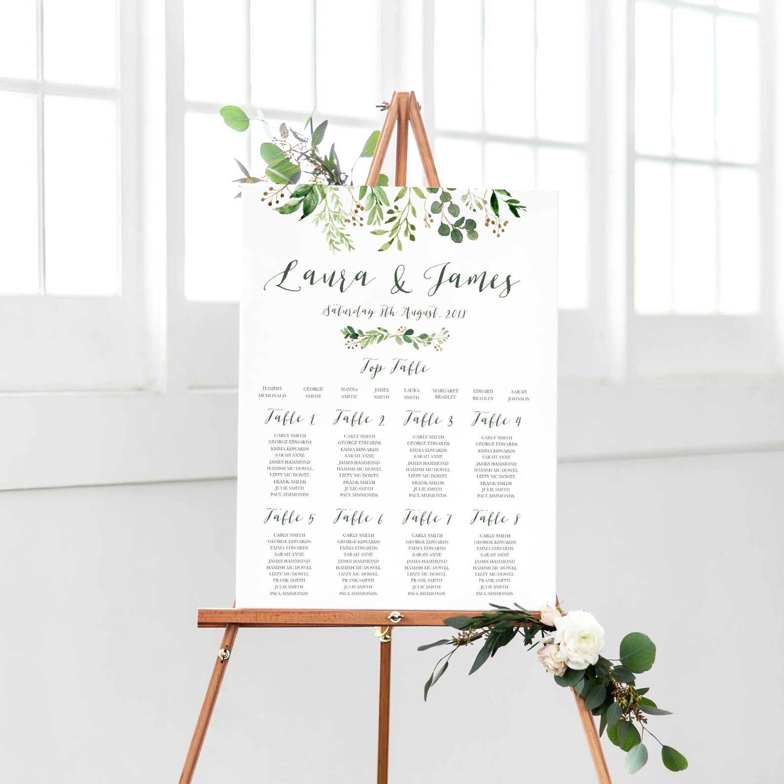 Green Leaf Wedding Table Plan Seating Plan Seating Chart | Etsy UK