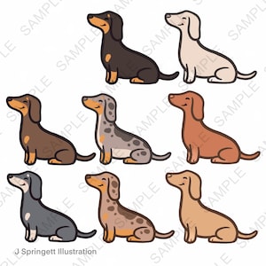 Dachshunds Clipart, Sausage Dog Clip Art, Cute Dog Illustrations, Hand ...