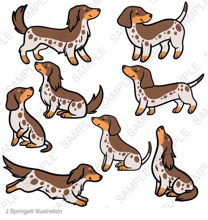 Dachshund Clipart (vol 2), Sausage Dog Clip Art, Doxie, Cute Dog ...