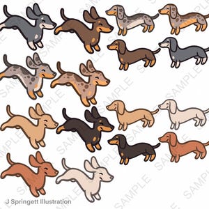 Dachshunds Clipart, Sausage Dog Clip Art, Cute Dog Illustrations, Hand ...
