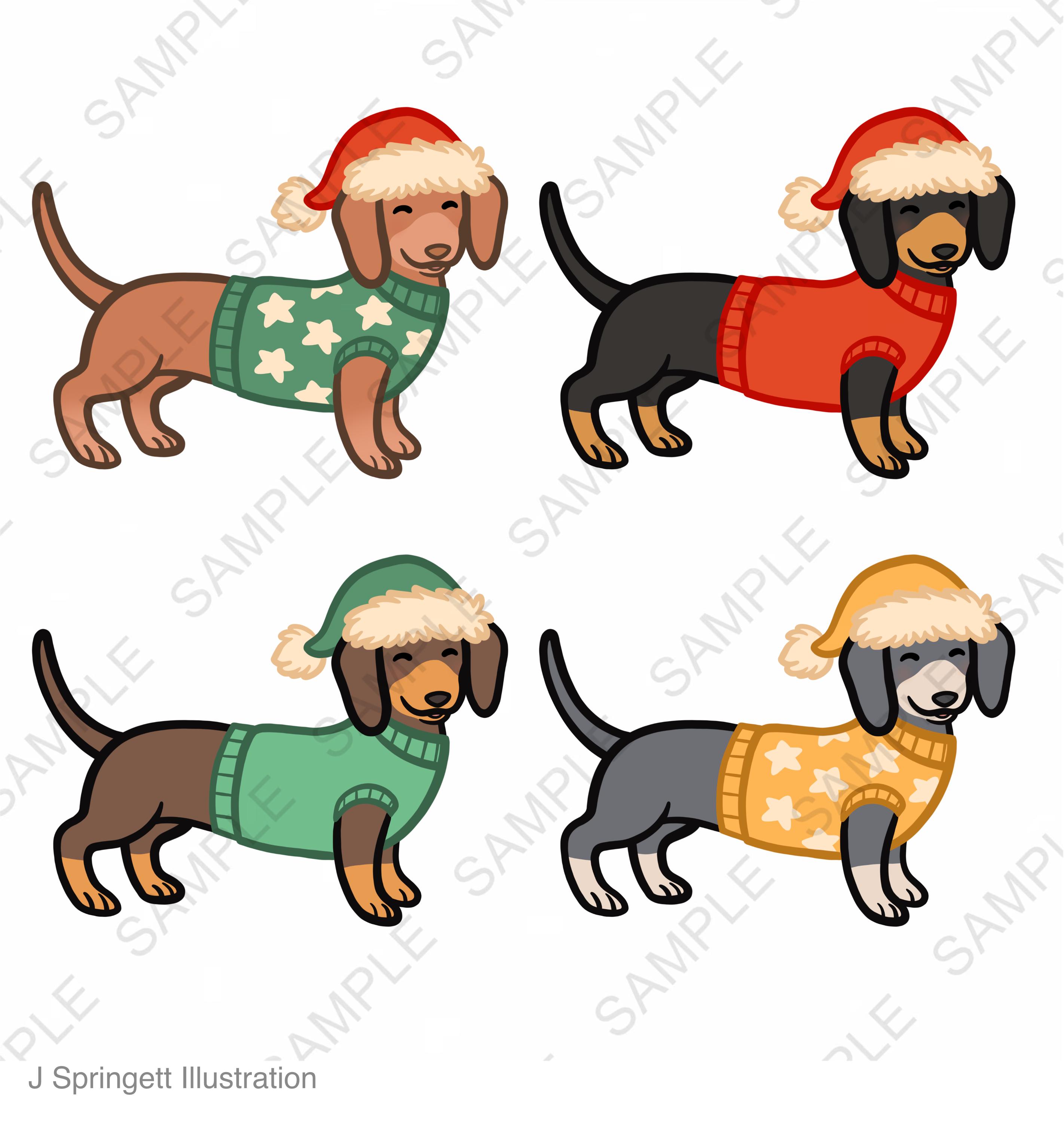 Winter Dachshund Clipart, Christmas Dachshund, Doxie, Cute Dog ...