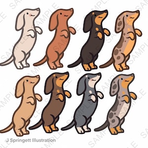 Dachshunds Clipart, Sausage Dog Clip Art, Cute Dog Illustrations, Hand ...