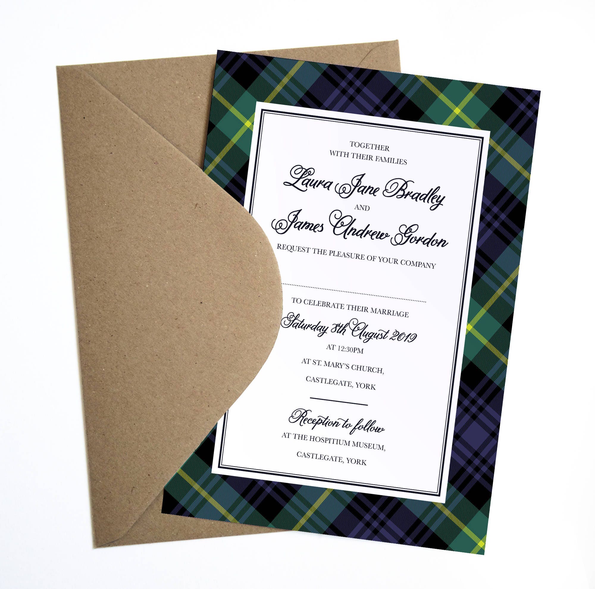 Gordon Tartan Wedding Invitation Scottish Wedding Scottish | Etsy