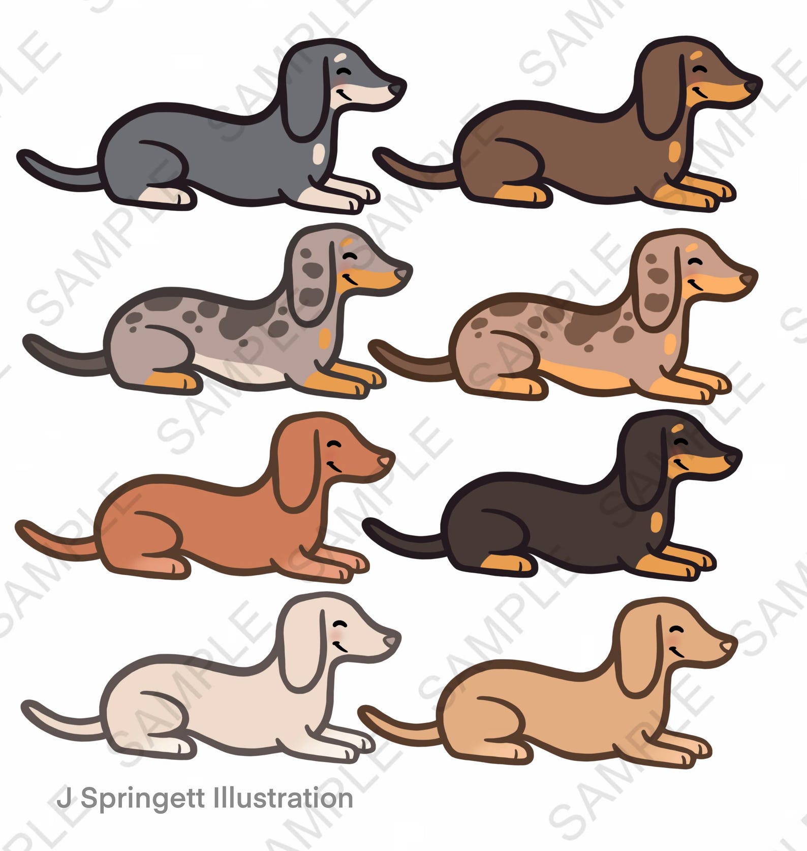 Dachshunds Clipart, Sausage Dog Clip Art, Cute Dog Illustrations, Hand ...
