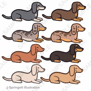 Dachshunds Clipart, Sausage Dog Clip Art, Cute Dog Illustrations, Hand ...