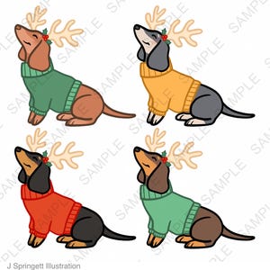 Winter Dachshund Clipart, Christmas Dachshund, Doxie, Cute Dog ...