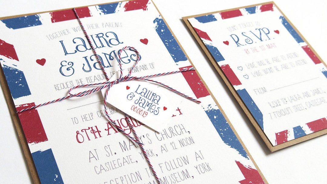 London Wedding Invitation Union Jack, British Flag, United Kingdom, UK ...