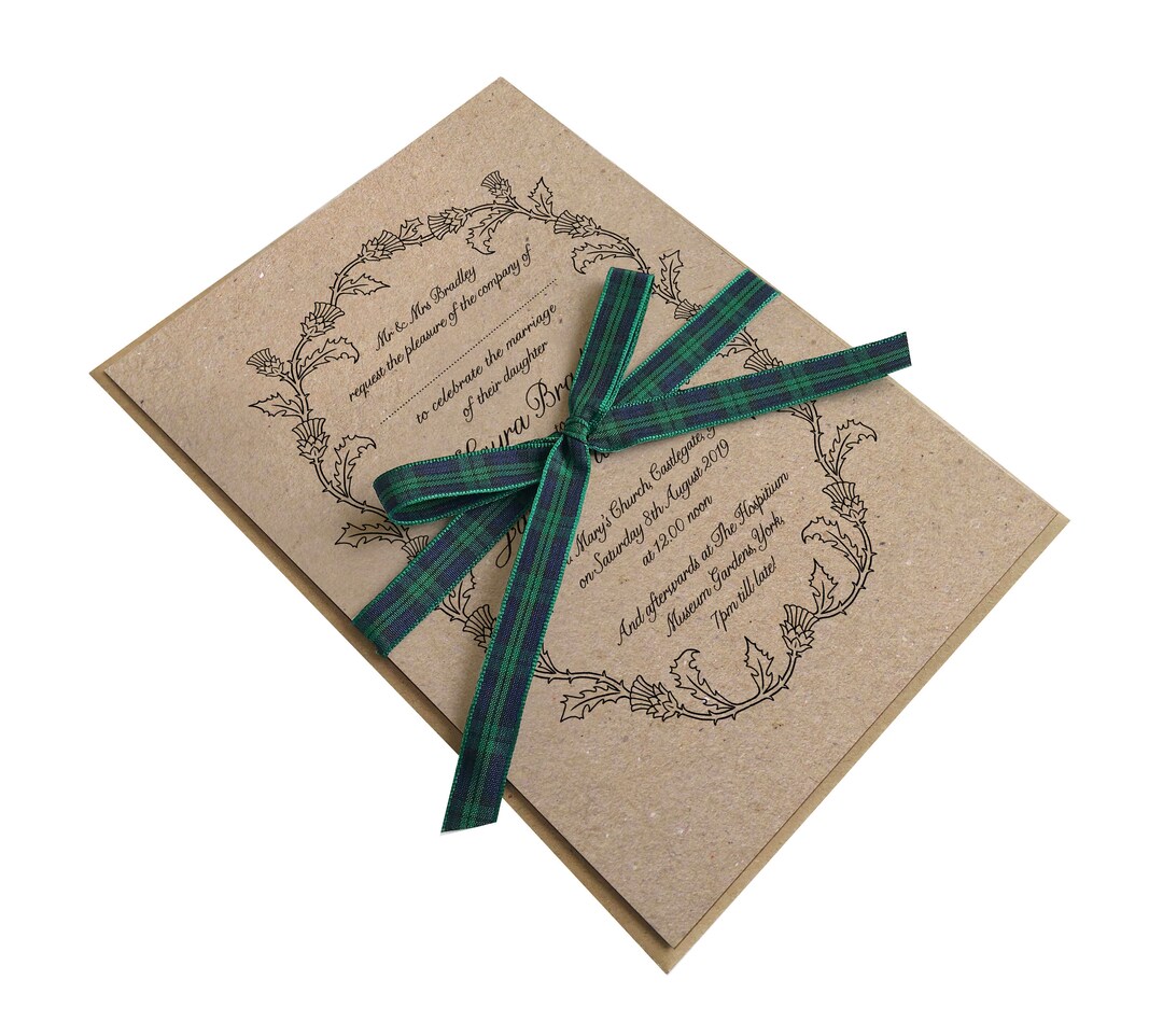 Scottish Thistle Wedding Invitation Thistle Wreath Scottish - Etsy