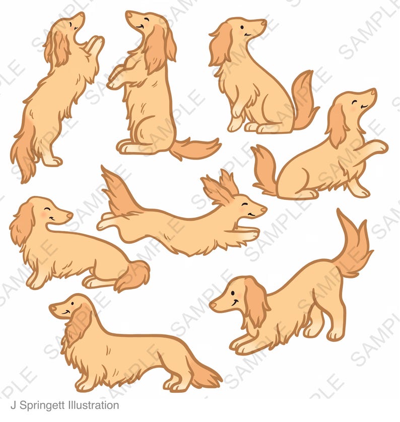 Dachshunds Clipart, Long Haired Doxie, Sausage Dog Clip Art, Cute Dog ...