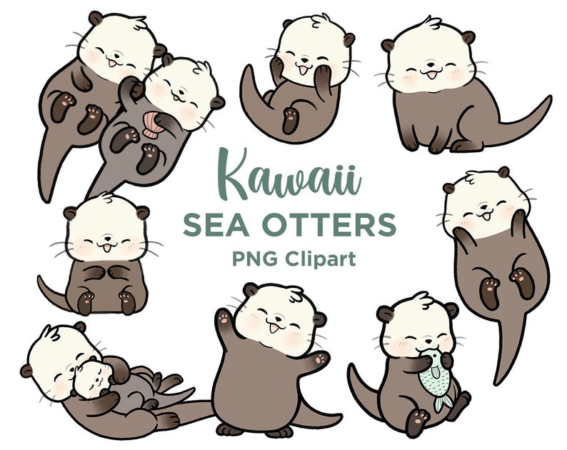 Kawaii Otter Clipart Otter Clipart Otter Illustration Cute - Etsy