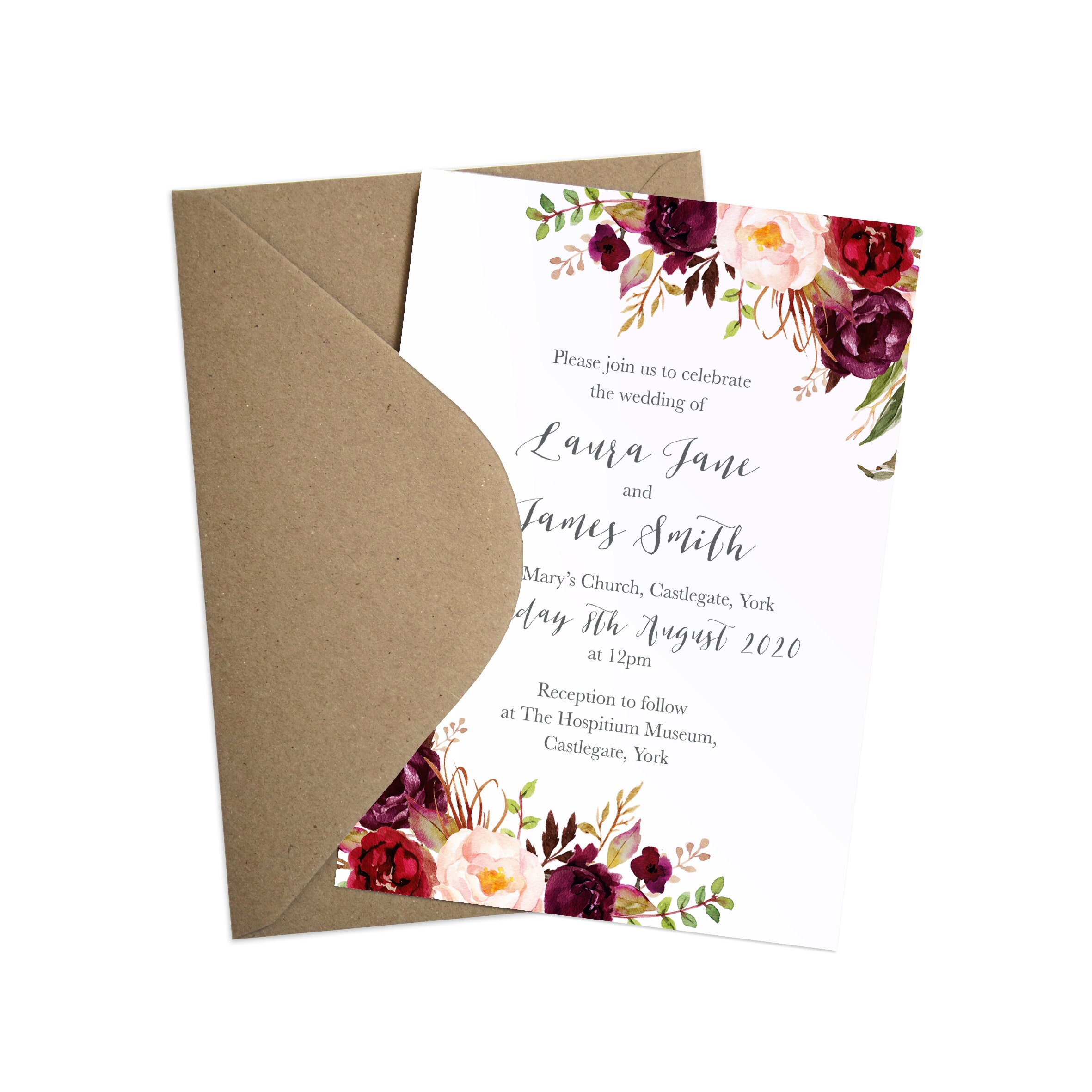 Boho Red Rose Wedding Invitation Red Rose Wedding Rose | Etsy