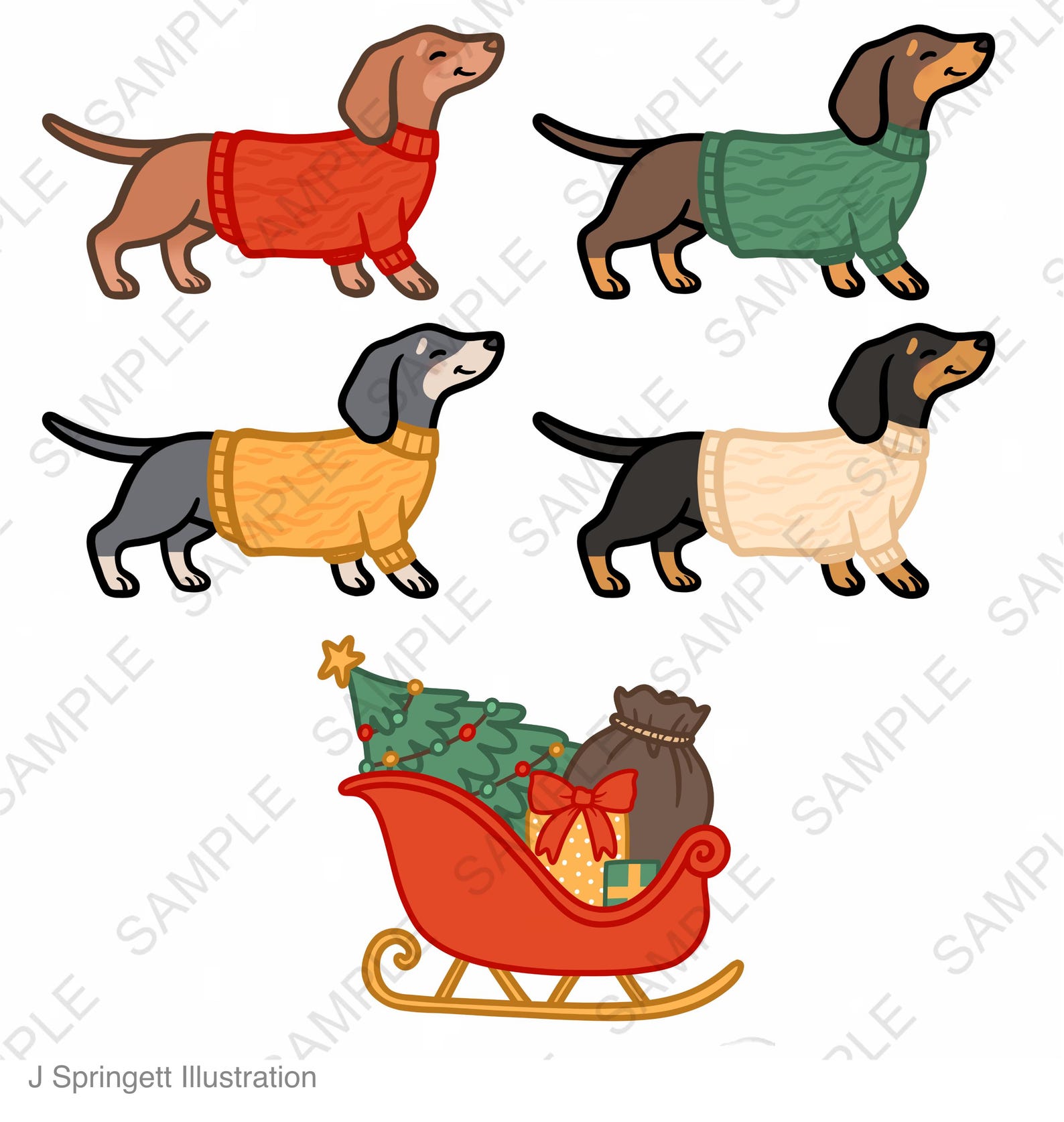 Winter Dachshund Clipart, Christmas Dachshund, Doxie, Cute Dog ...