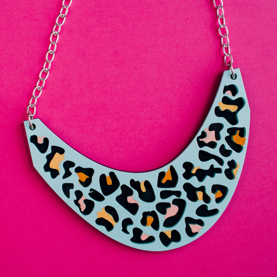 Leopard Print Necklace, Animal Print Necklace, Laser Cut Acrylic ...