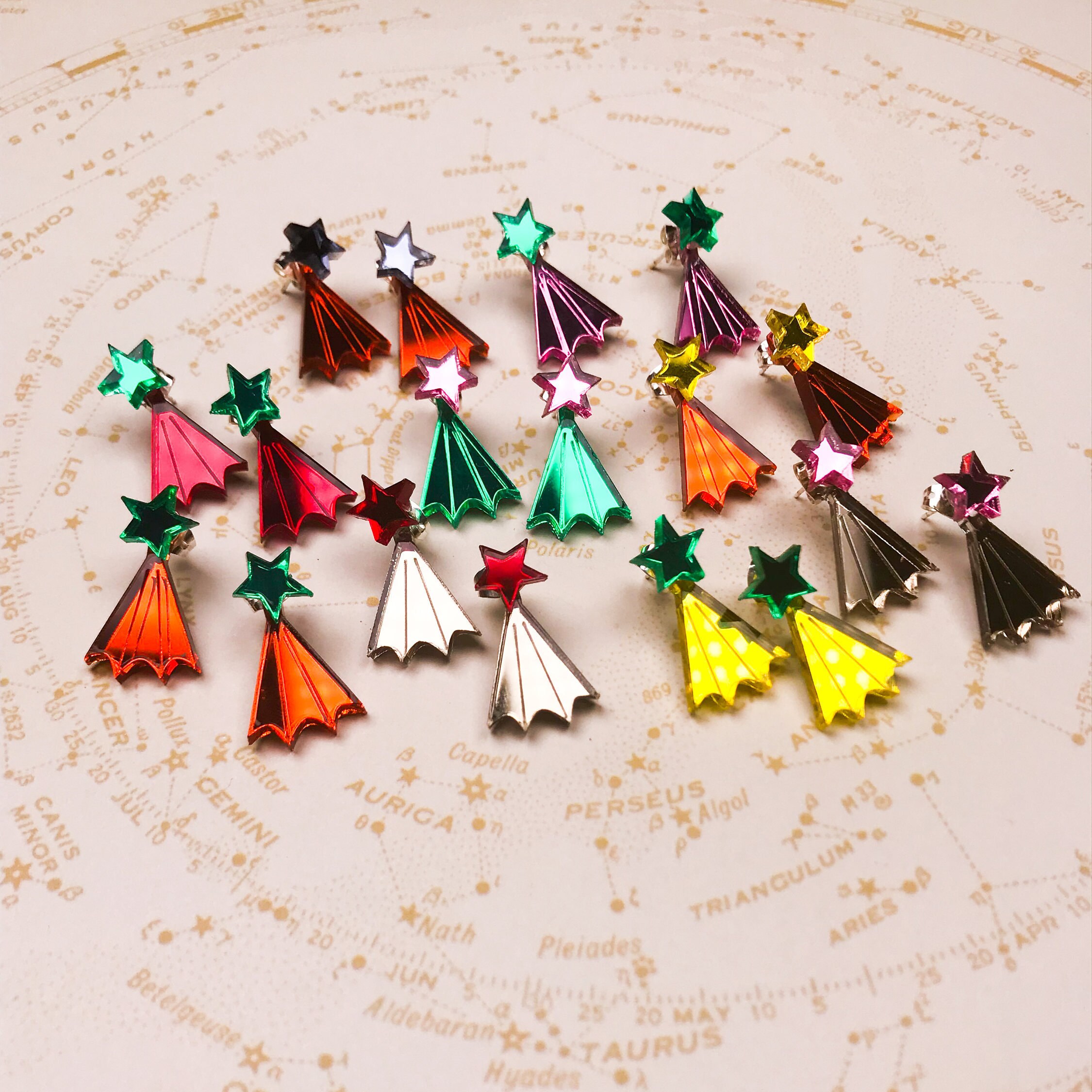 Star Ear Jacket Earrings With Sterling Silver Post and Scroll ...
