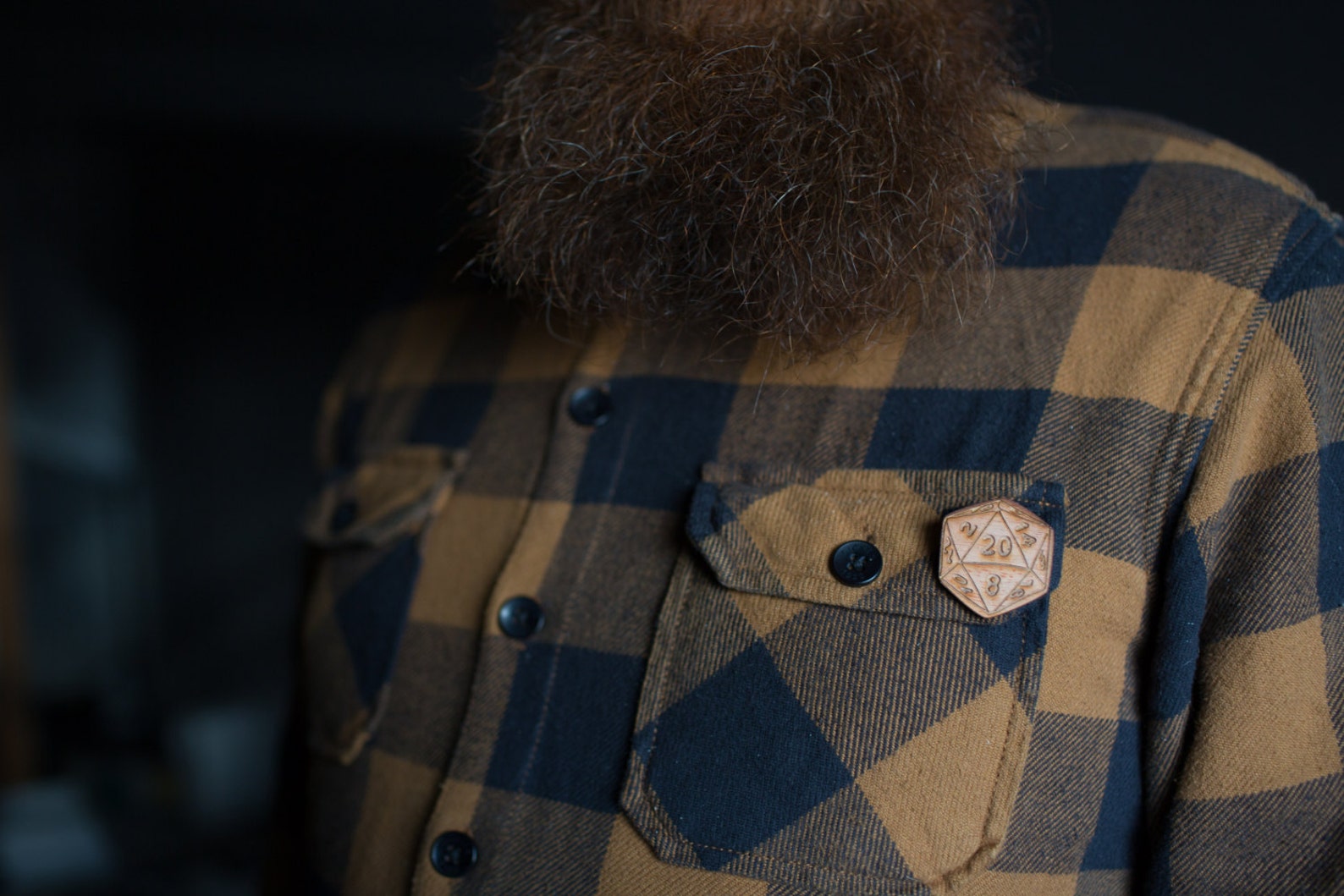 D20 Dice Pin Badge for All Adventuring Geeks ~ Wooden Laser Cut Brooch ...