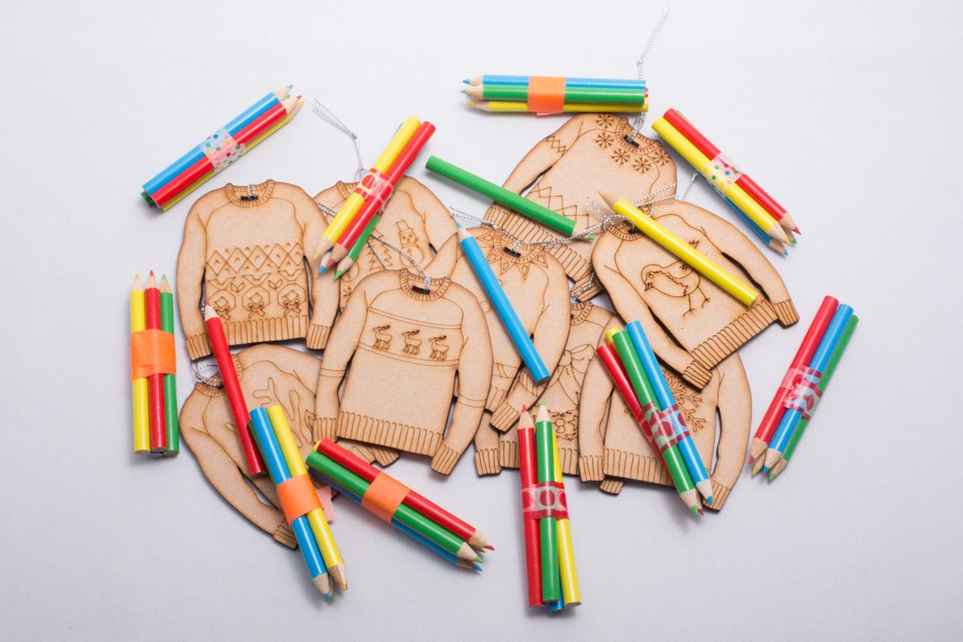 Set of 3 D.I.Y Christmas Jumper Decorations - Get Creative, Colour in ...