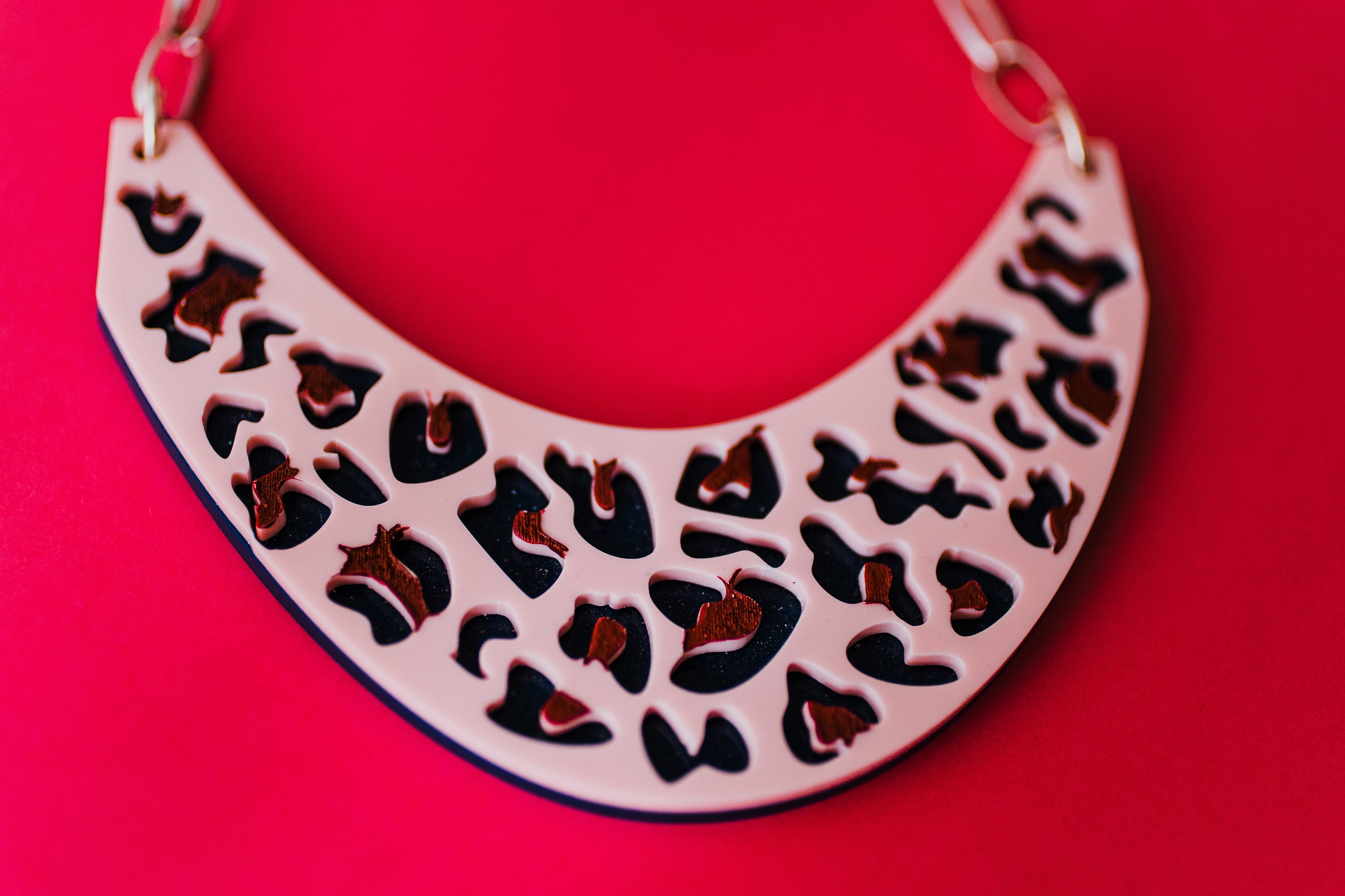 Leopard Print Necklace, Animal Print Necklace, Laser Cut Acrylic ...