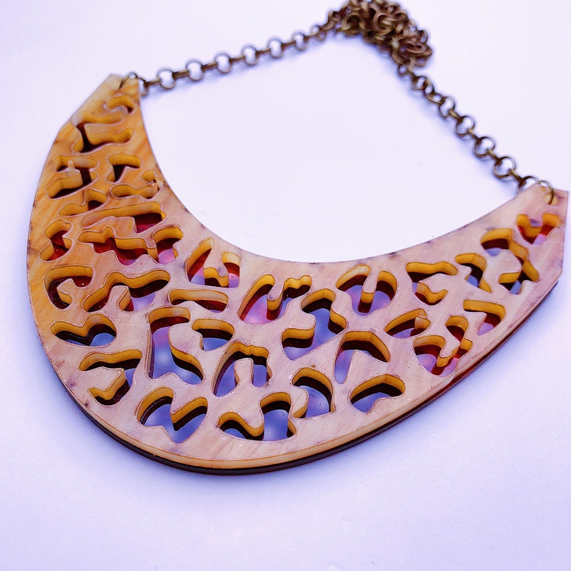 Leopard Print Necklace, Animal Print Necklace, Laser Cut Acrylic ...