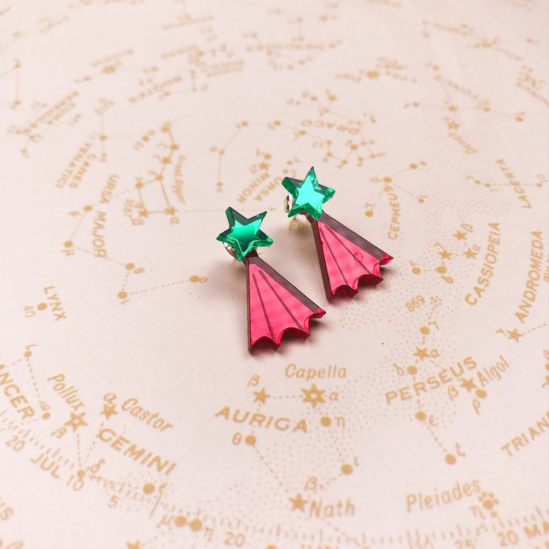 Star Ear Jacket Earrings With Sterling Silver Post and Scroll ...