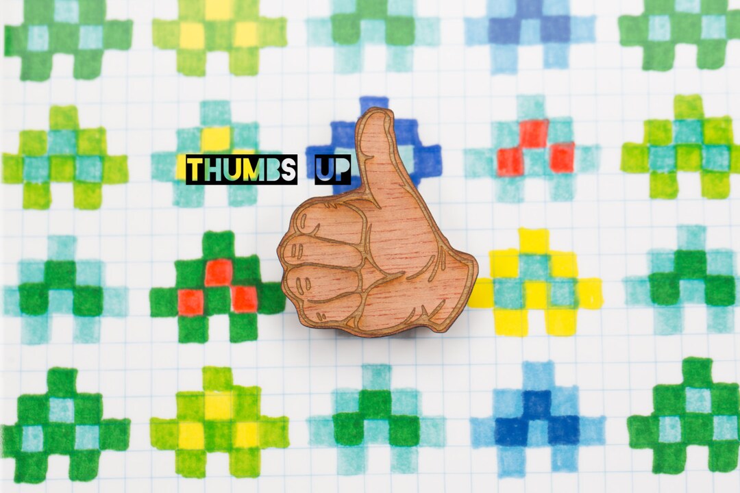 Thumbs up (or Down?) Brooch - a Wooden, Laser Cut Lapel Pin for Good ...