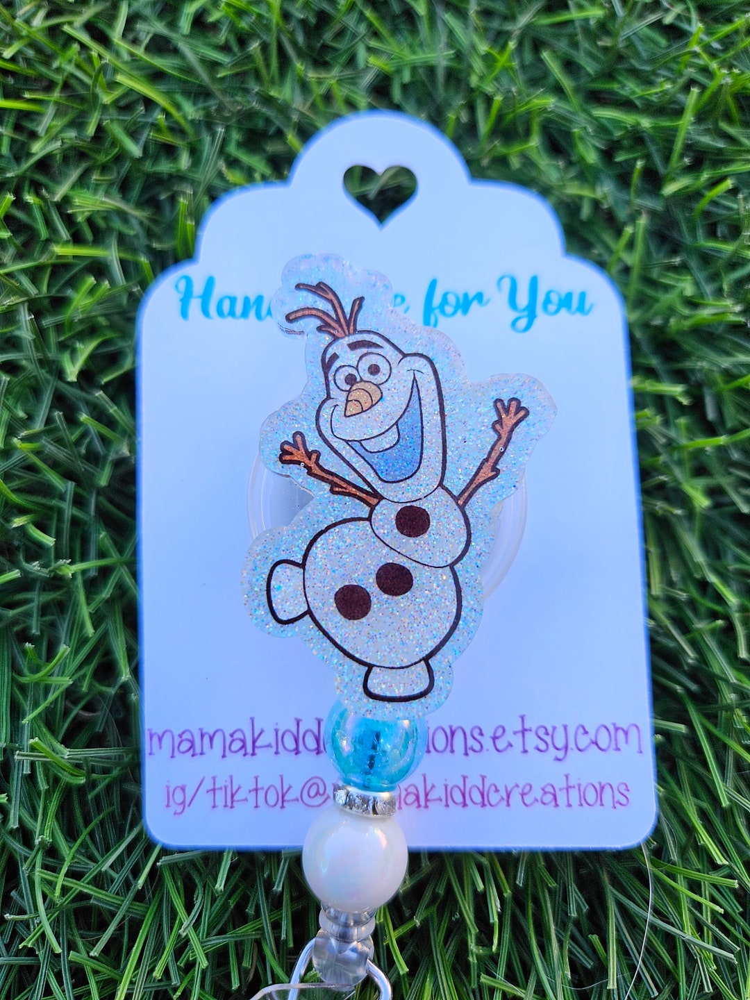 Glitter Badge Reel Retractable Permanent Badge Reel Olaf Snowman Frozen ...