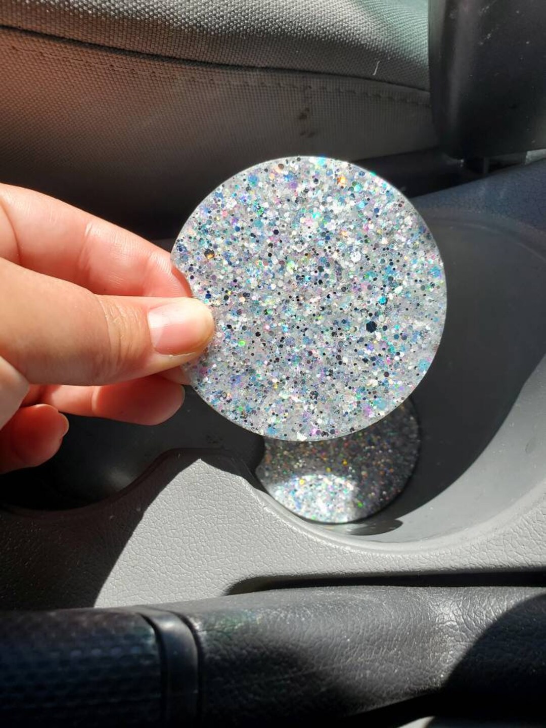 Glitter Car Coasters set of 2 ANY COLOR Two Sizes Bling Your Car Car ...
