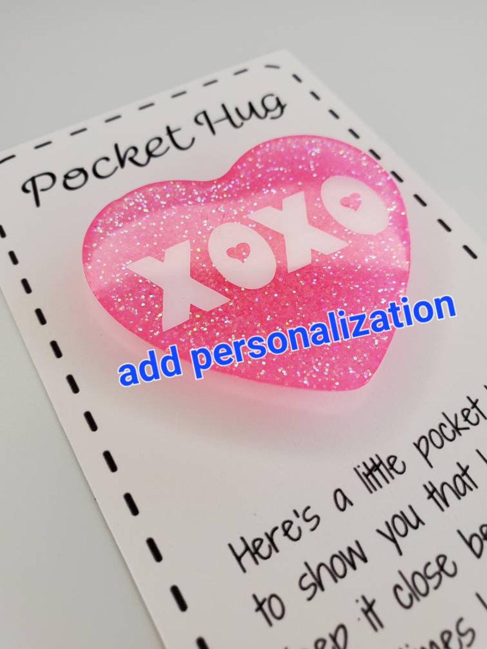 Glitter Pocket Hug Glitter Heart Personalized Thoughtful Gift - Etsy
