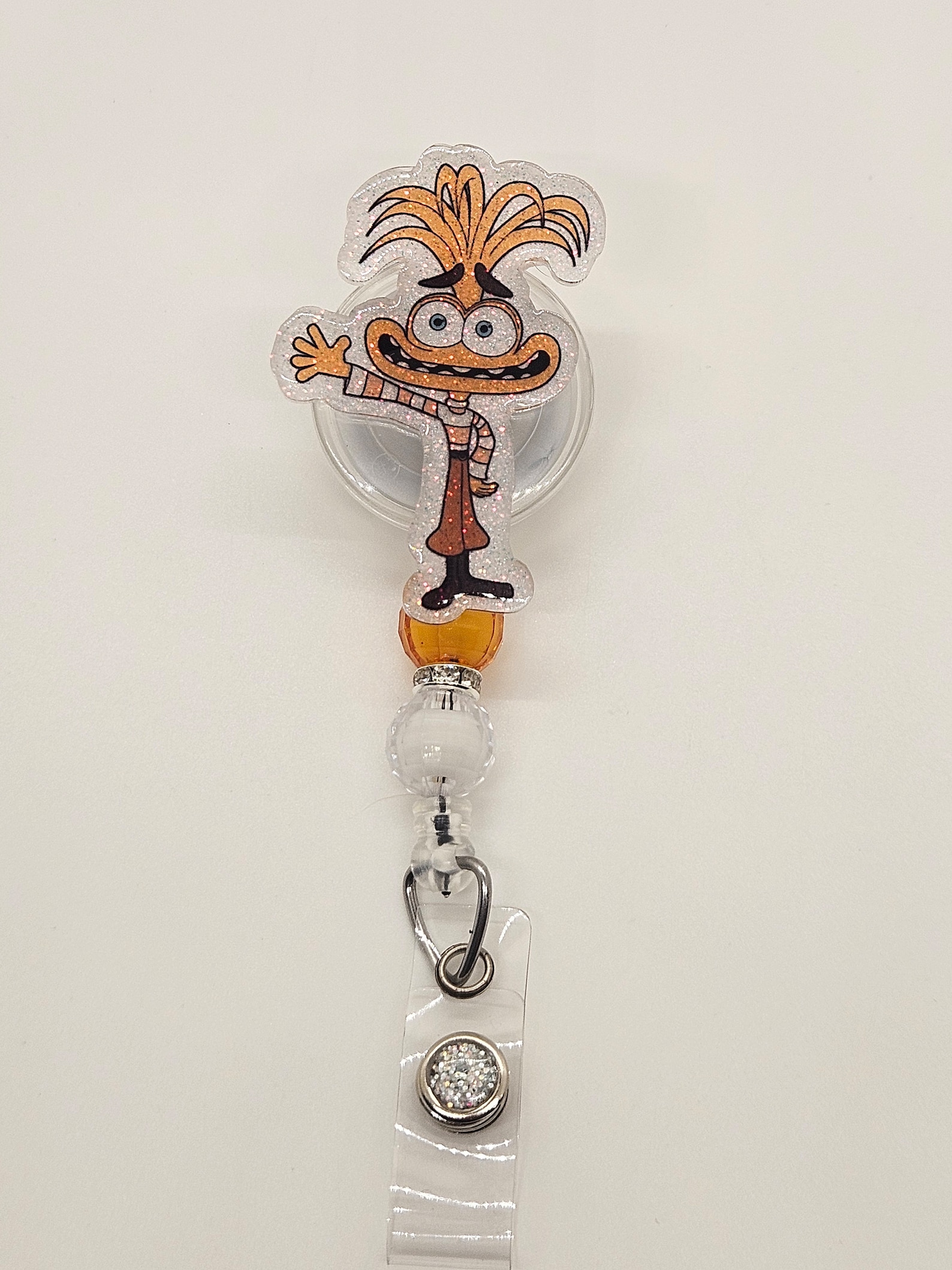 Glitter Badge Reel Retractable Permanent Badge Reel Anxiety Emotion ...