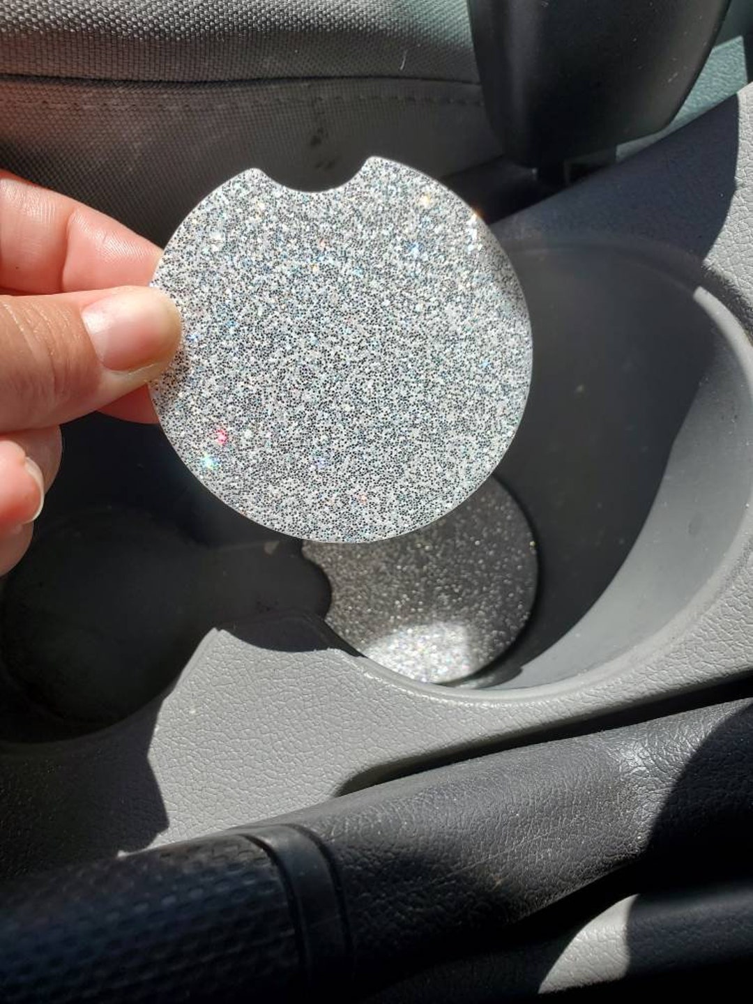 Glitter Car Coasters (set of 2) ** ANY COLOR ** Two Sizes - Bling Your ...