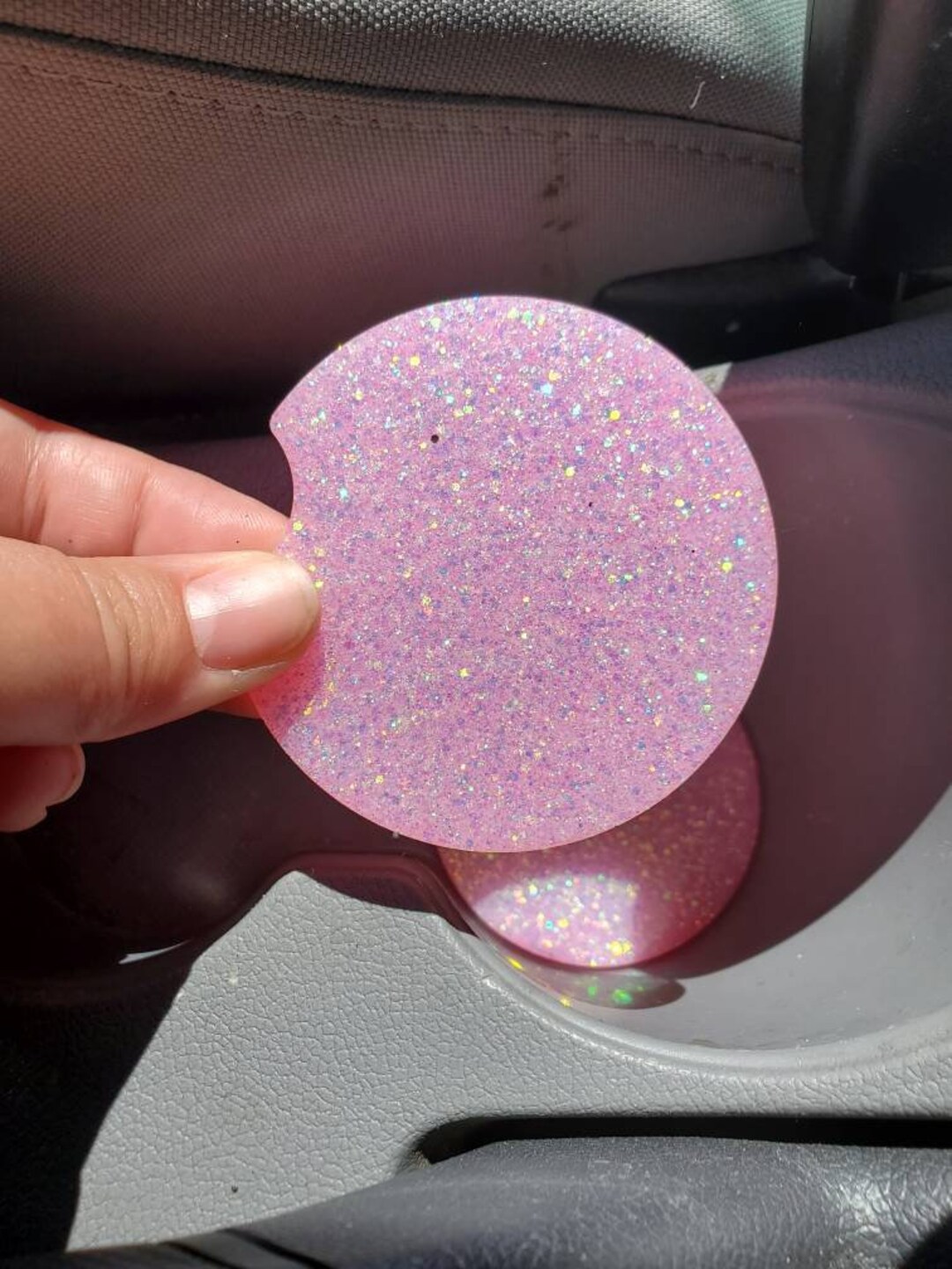 Glitter Car Coasters (set of 2) ** ANY COLOR ** Two Sizes - Bling Your ...