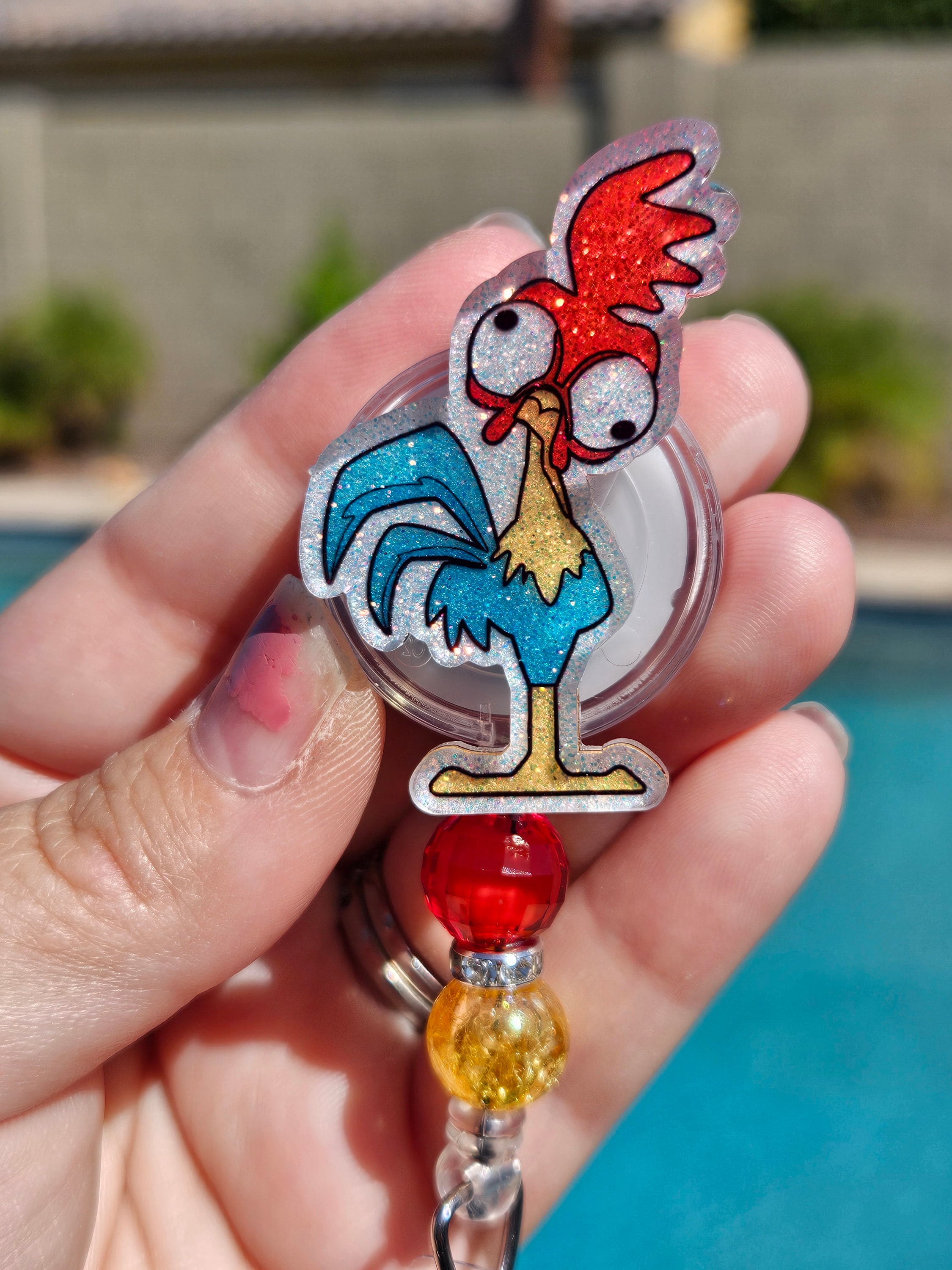 Hei Hei Glitter Badge Reel Retractable Permanent Badge Reel Moana ...