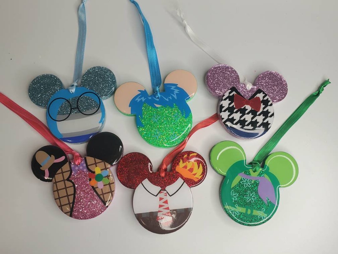 Mouse Shaped Glitter Ornament Set of 6 Emotions Core Memory Designs ...