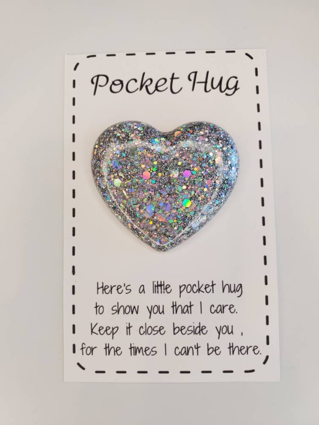 Glitter Pocket Hug Heart Glitter Heart Personalized Thoughtful Gift ...